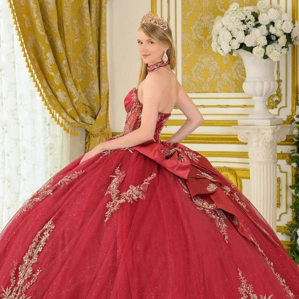 GLS Collective | Dresses | New Burgundy Strapless Satin Quinceanera ...